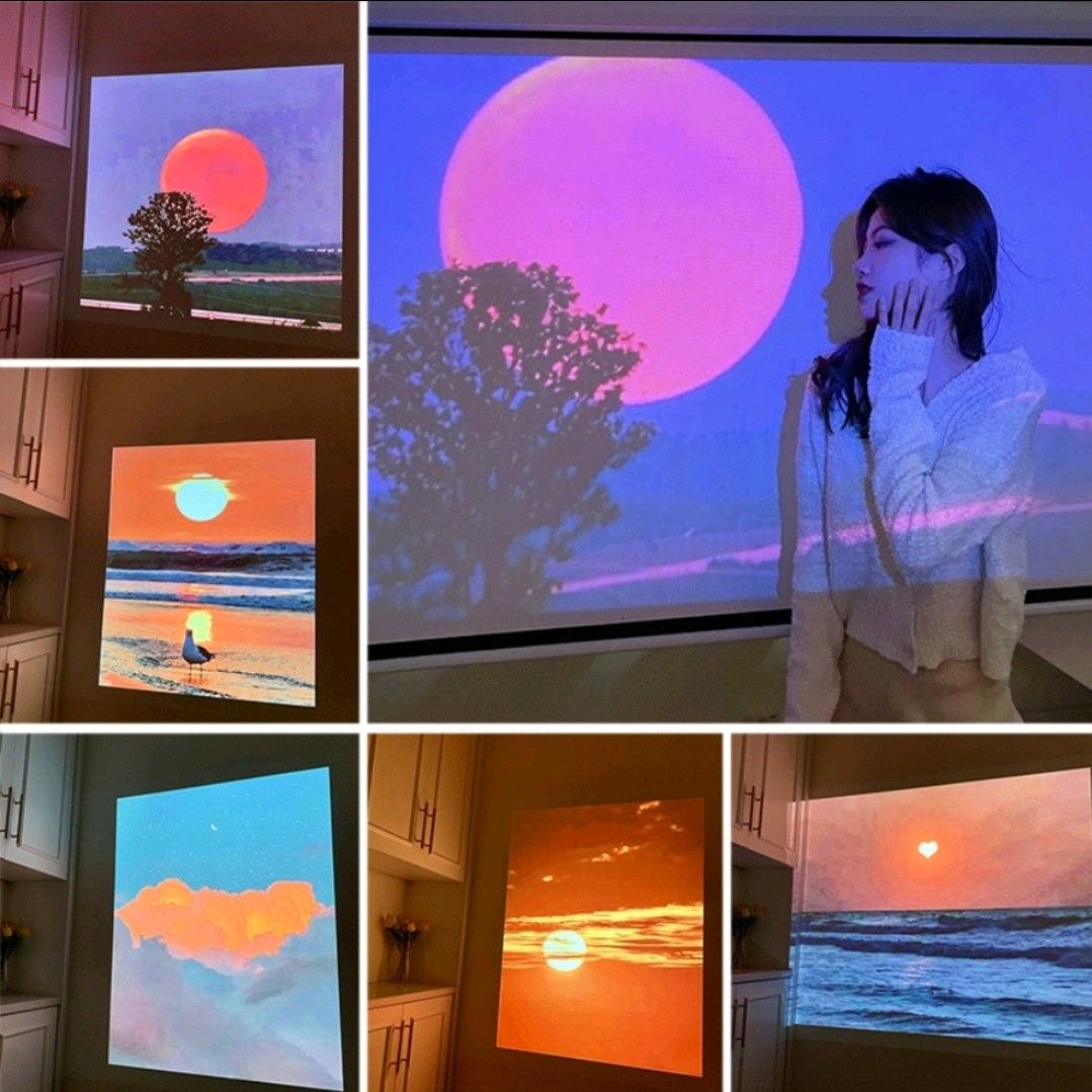 aesthetic y2k tiny projector with 5 sky sunset themed film sheets, TV ...