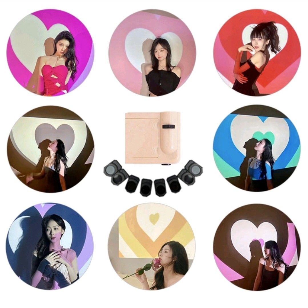 aesthetic y2k tiny projector with 8 heart themed film sheets, TV & Home ...