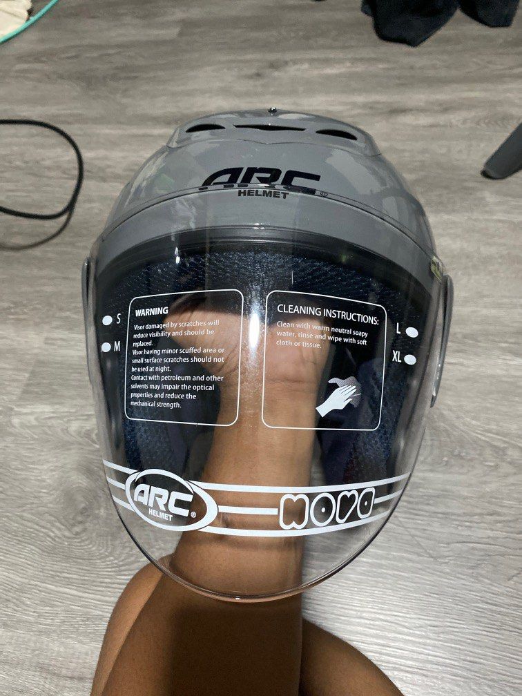 ARC Modern Grey Helmet, Motorcycles, Motorcycle Accessories on Carousell