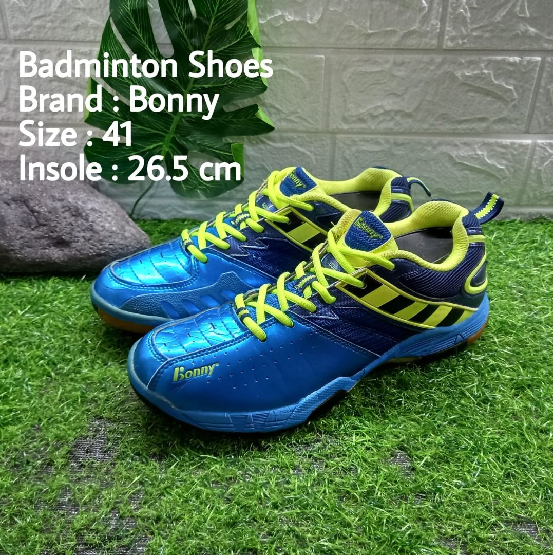 Badminton Shoes Bonny Mens Blue Green Ukuran 41, Fesyen Pria, Sepatu ...