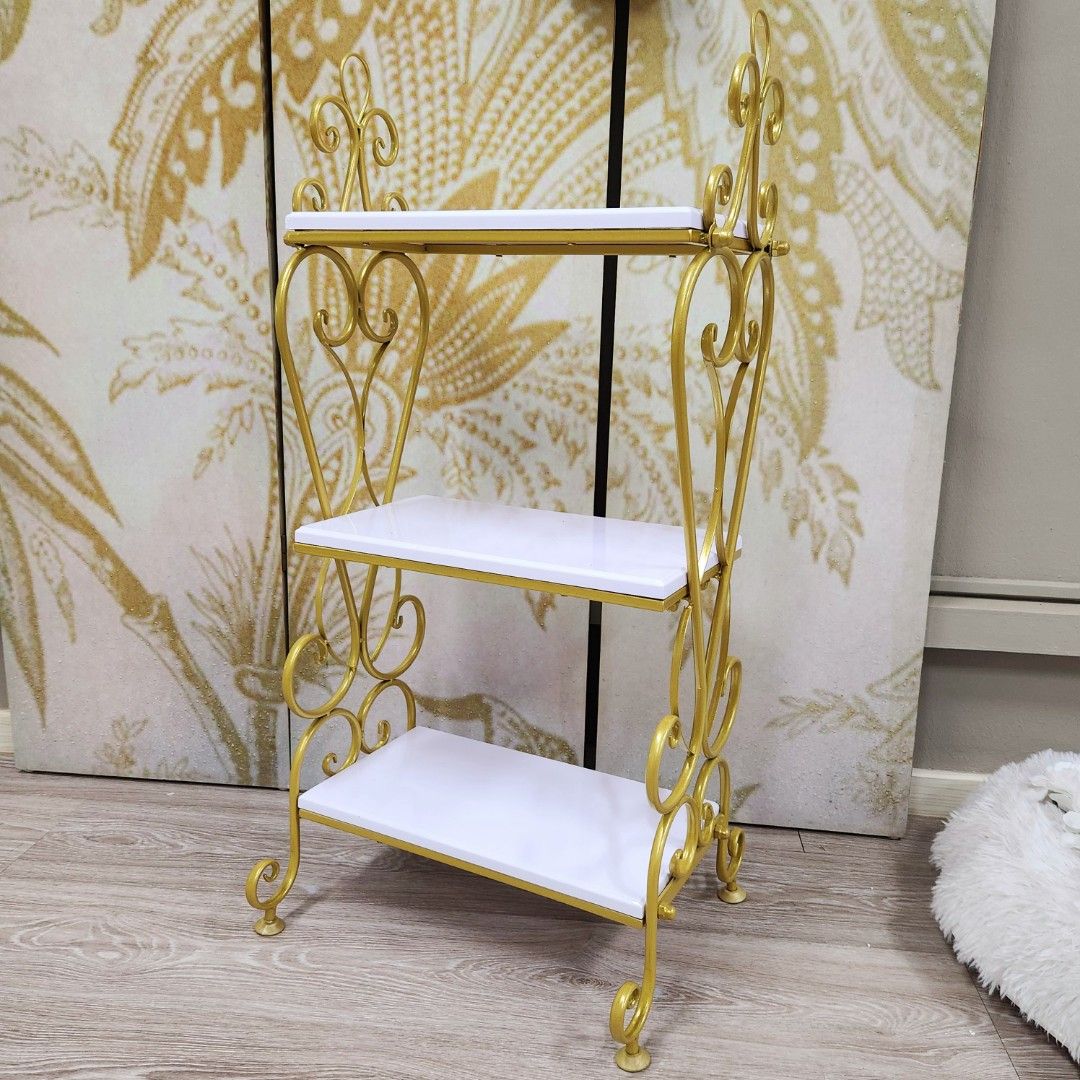 BAROQUE SCROLL New L46 x D38 x H88 cm Italian Gold Wrought Iron White ...