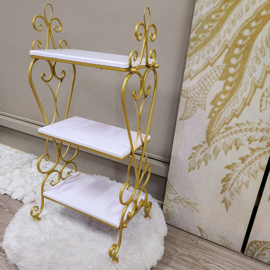 BAROQUE SCROLL New L46 x D38 x H88 cm Italian Gold Wrought Iron White ...