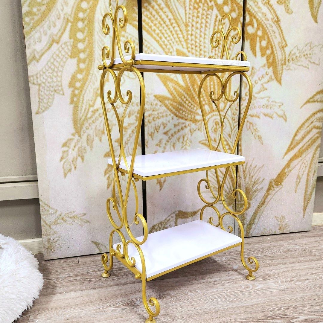 BAROQUE SCROLL New L46 x D38 x H88 cm Italian Gold Wrought Iron White ...