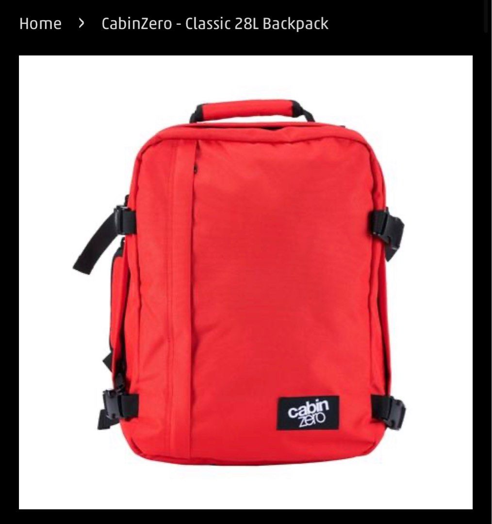 CabinZero 28L (Naga Red), Men's Fashion, Bags, Backpacks on Carousell