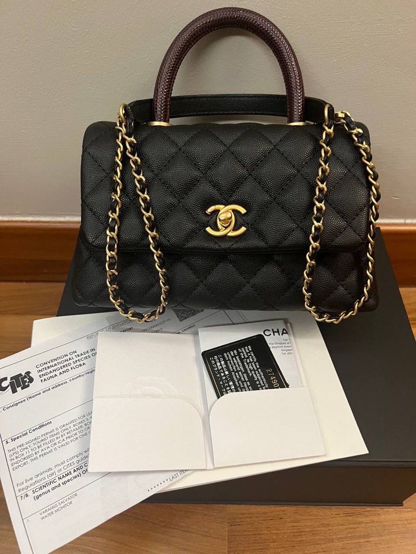 Chanel Coco handle small lizard, Luxury, Bags & Wallets on Carousell