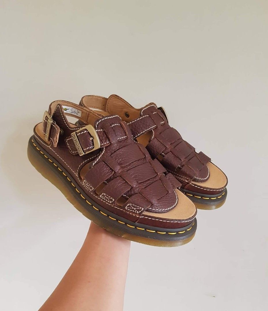 DR MARTENS FISHERMAN THICK SOLE SANDALS (GRIZZLY BROWN), Men's Fashion ...