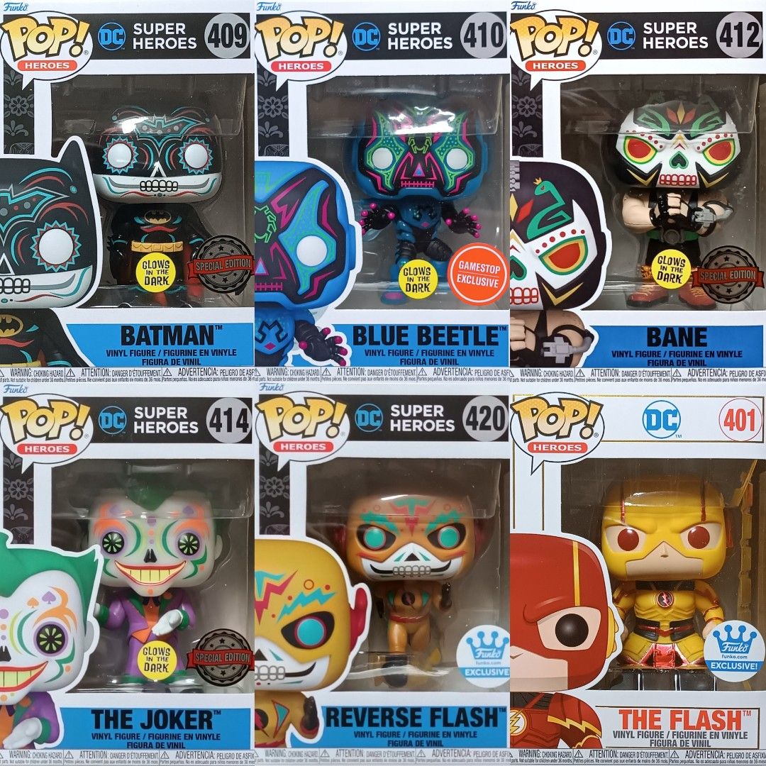 Funko POP! DC Dia De Los Batman Beetle Bane Joker Flash, Hobbies & Toys ...