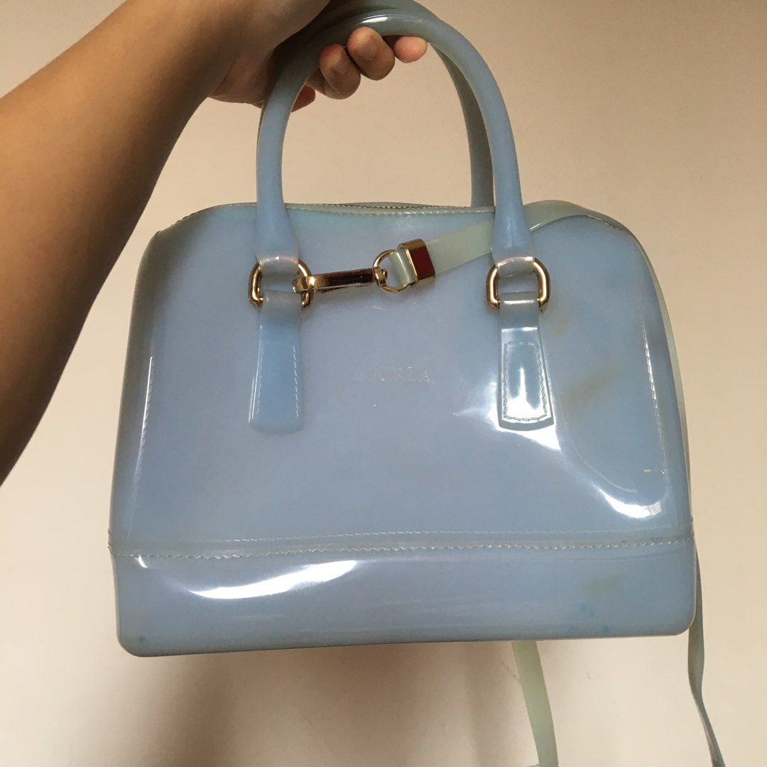 Furla Jelly Bag in Baby Blue, Fesyen Wanita, Tas & Dompet di Carousell