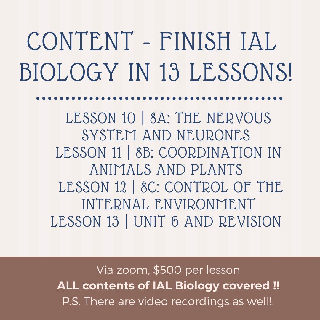 IAL/GCE A level Biology course, 服務, 學習及增值課程, 增值及補習 - Carousell