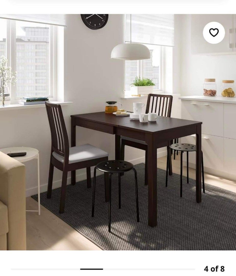 IKEA extendable dining table set 80/120cm, Furniture & Home Living ...