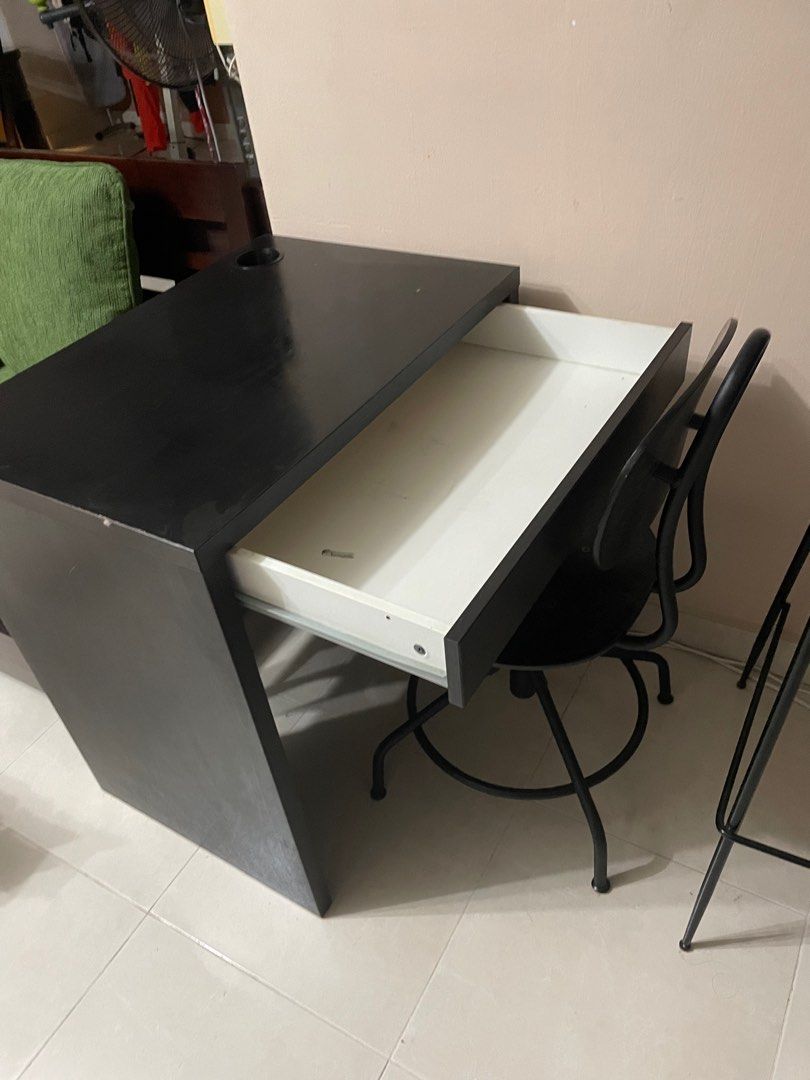 IKEA small study table & swivel chair, Furniture & Home Living ...