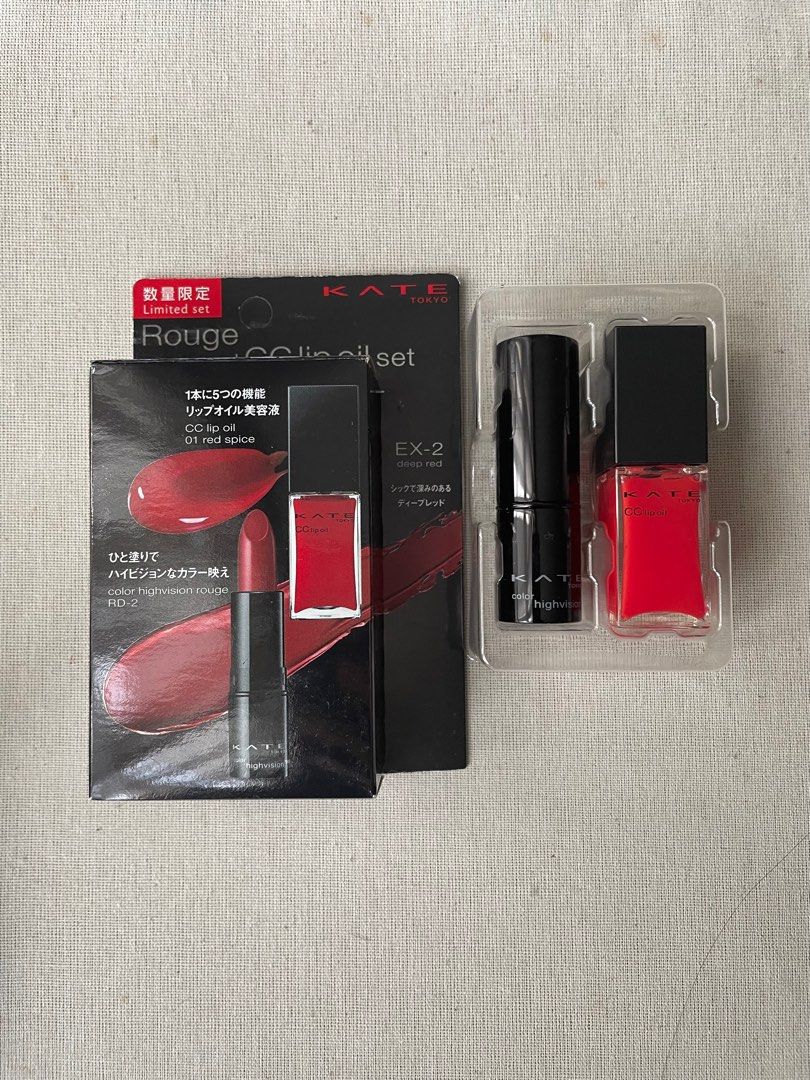 Kate Tokyo Red CC Lipstick and Lip Oil, Beauty & Personal Care, Face ...