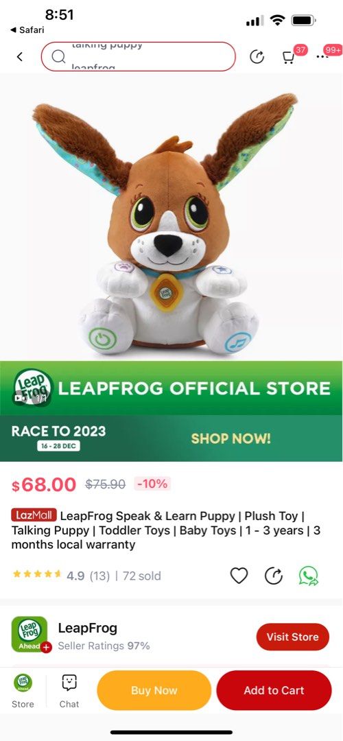 LeapFrog Speak & Learn Puppy, Hobbies & Toys, Toys & Games on Carousell
