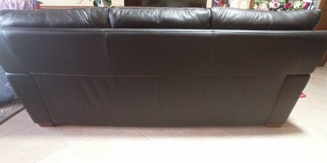 [SOLD] 3-seater Leather Sofa Black HTL, Furniture & Home Living ...