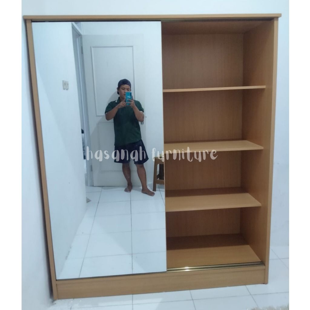 Lemari pakaian pintu sliding 2 pintu cermin minimalis murah | sleding ...