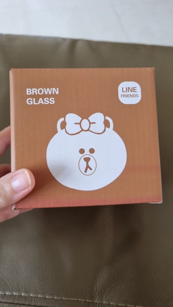 Line friends Choco Bear Cup double glass, Furniture & Home Living ...