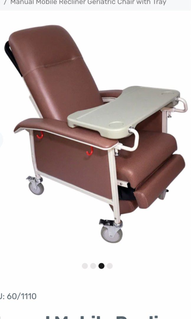 Manual mobile recliner Geriatric Chair with Tray, Health & Nutrition ...