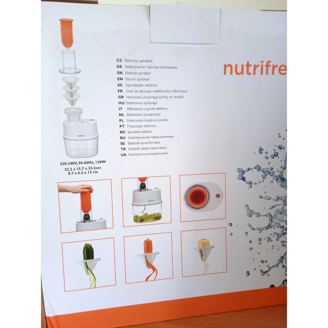 Nutrifresh electric spiralizer vegetable cutter電動螺旋切菜機 攪拌機, 家庭電器, 廚房電器 ...