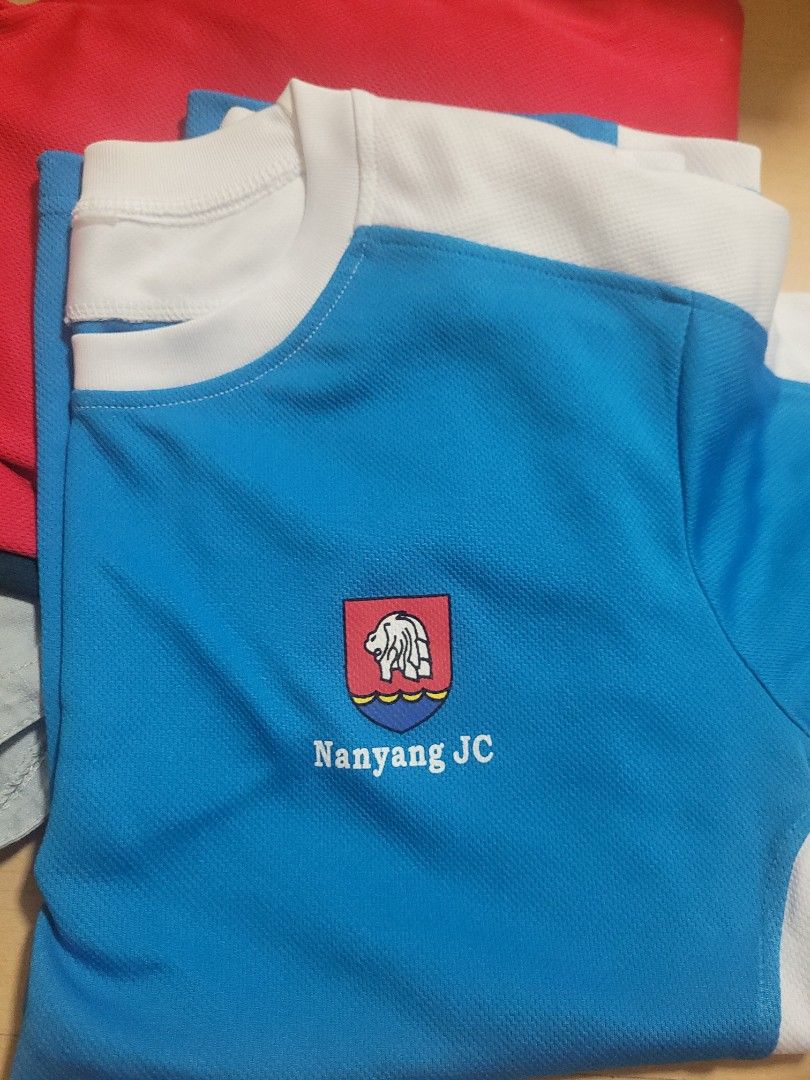 NYJC pe shirt blue and white, Women's Fashion, Tops, Shirts on Carousell
