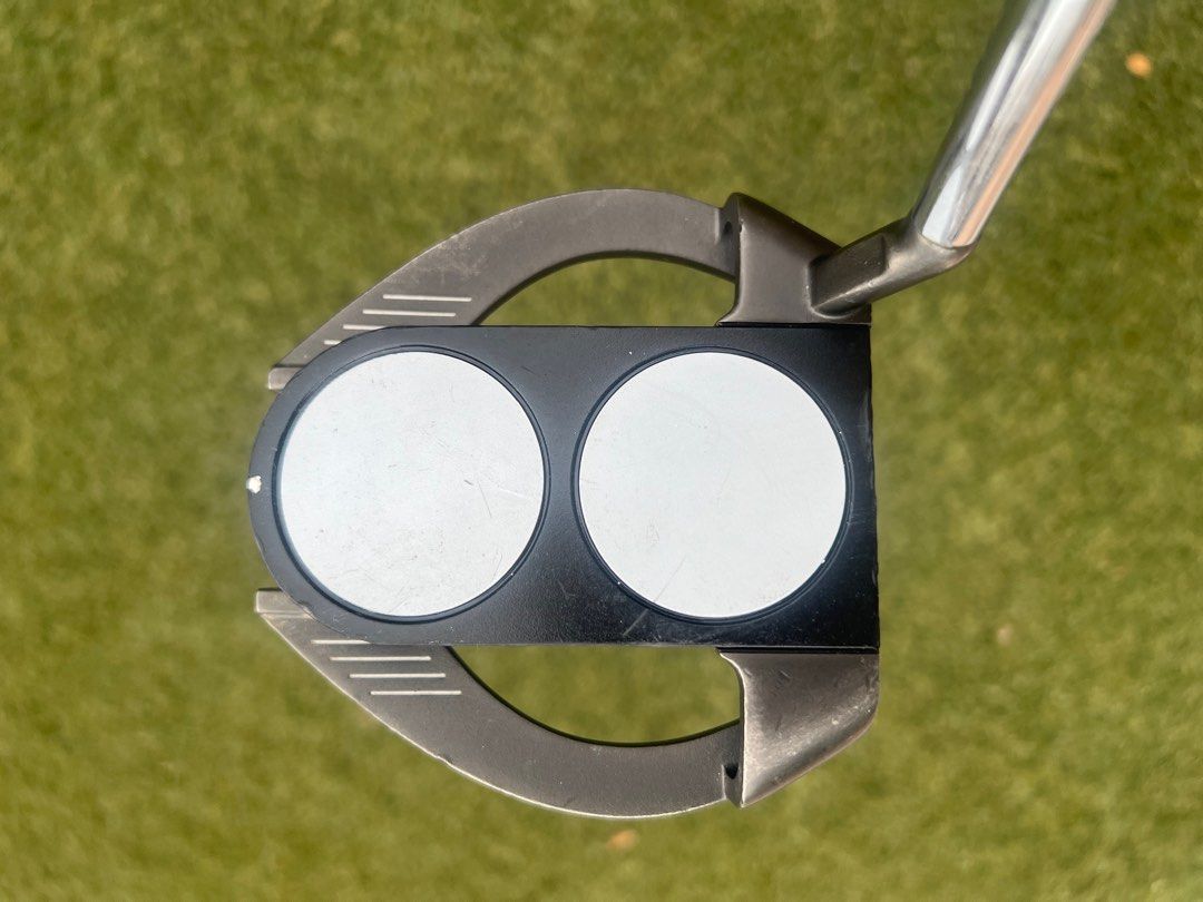 Very good condition ODYSSEY 2-ball fan g black putter with microhinge ...