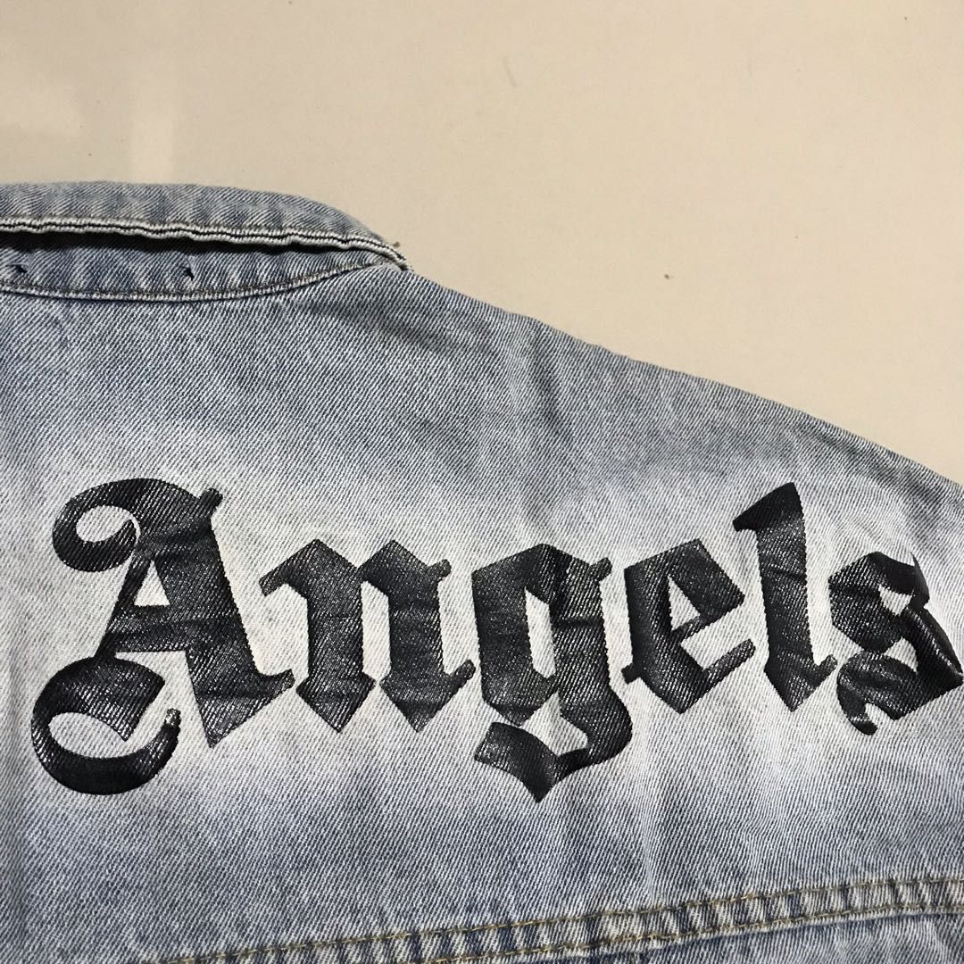 Palm Angels Big Script Logo Denim Jacket, Men's Fashion, Coats, Jackets ...