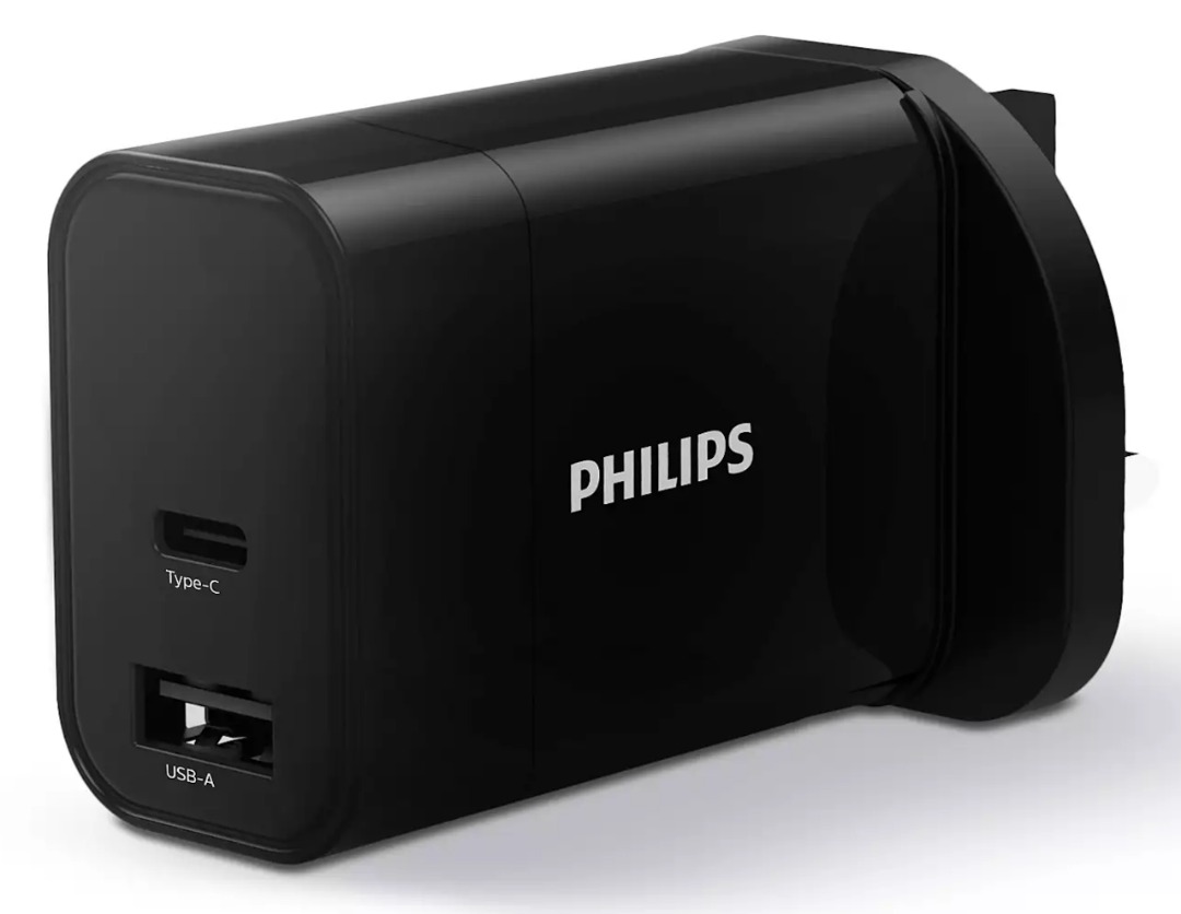 Philips Ultra Fast Wall Charger Type-C & USB-A PD and QC Outputs, 30W ...