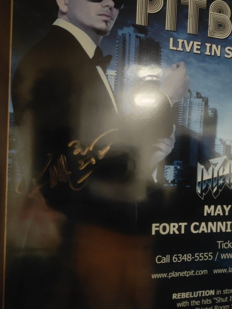 Pitbull Autographed poster, Everything Else on Carousell