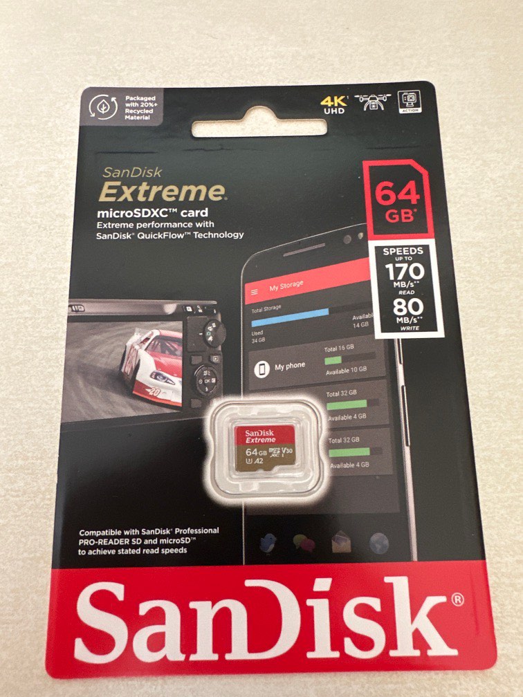 Sandisk Extreme 64gb microsd BNIB, Mobile Phones & Gadgets, Mobile & Gadget Accessories, Memory ...