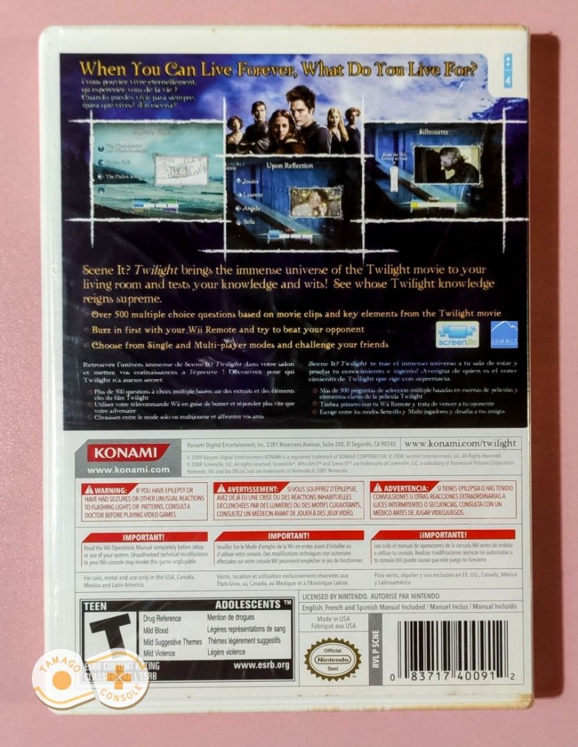 Scene It? Twilight - [WII Game] [NTSC / ENGLISH Language] [CIB ...