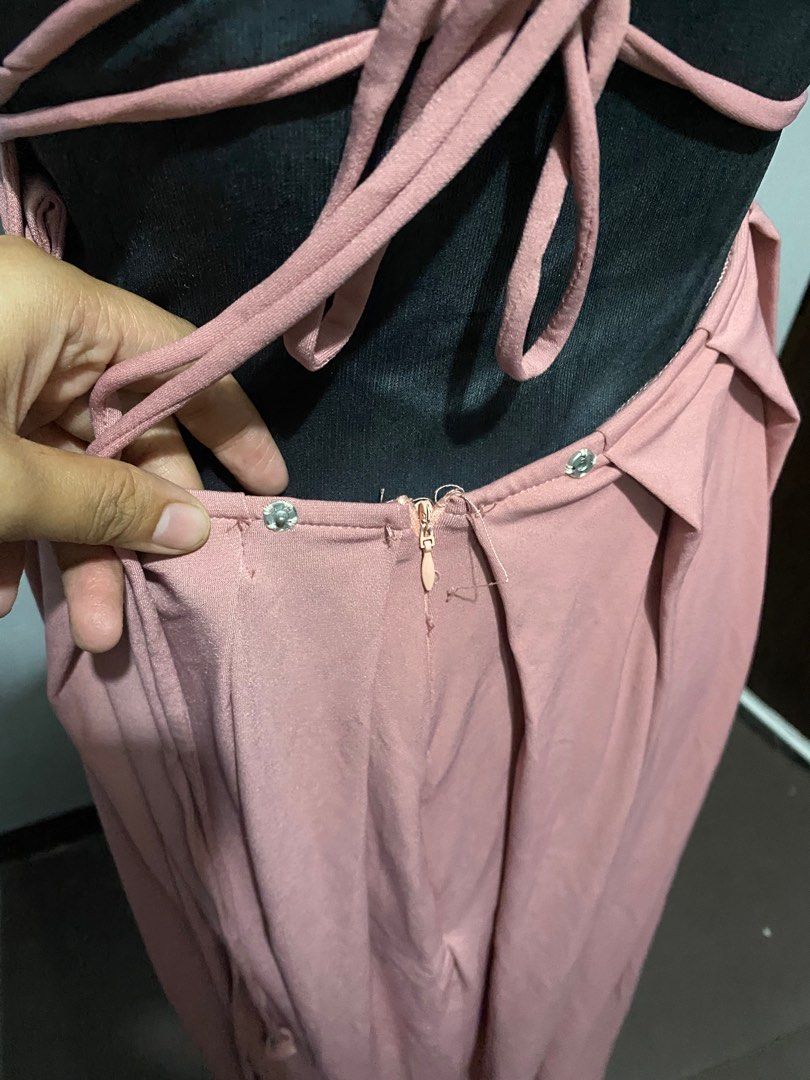 Sexy low cleavage nude pink gown, Women's Fashion, Dresses & Sets ...