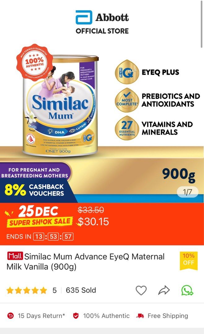 SIMILAC MOM (900G) (for pregnant & lactating moms), Babies & Kids ...