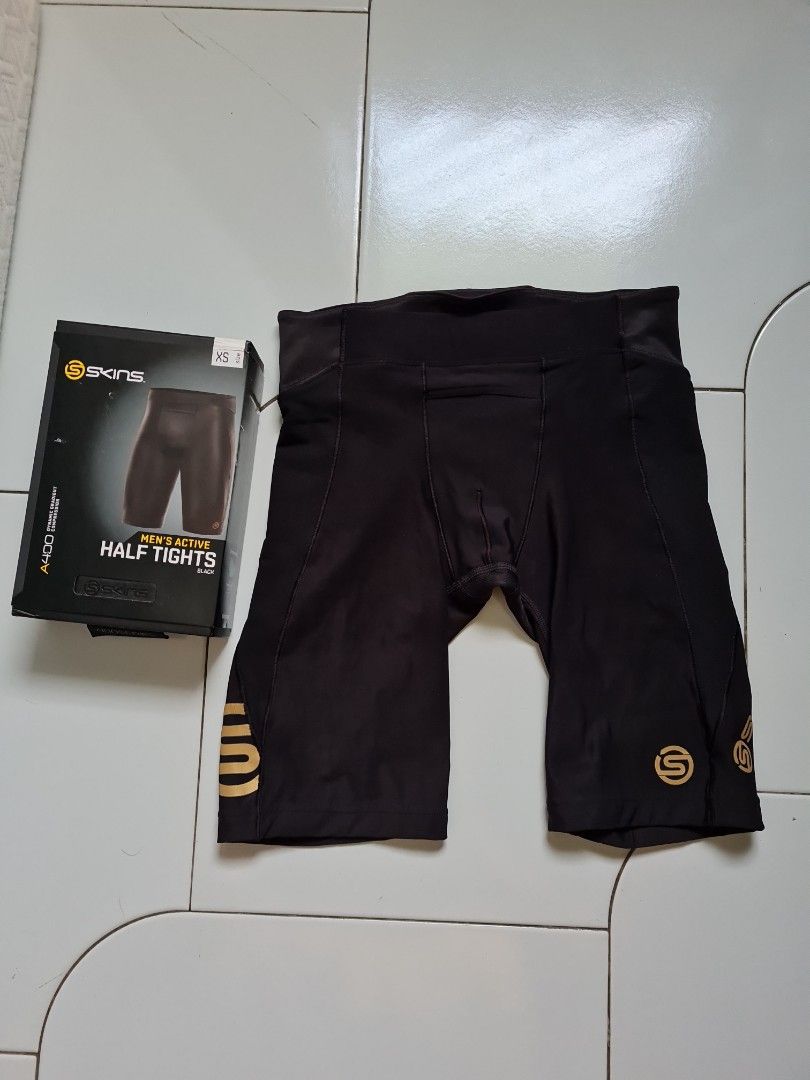 Skins Men's Active Half Tights (Black), Men's Fashion, Activewear on ...