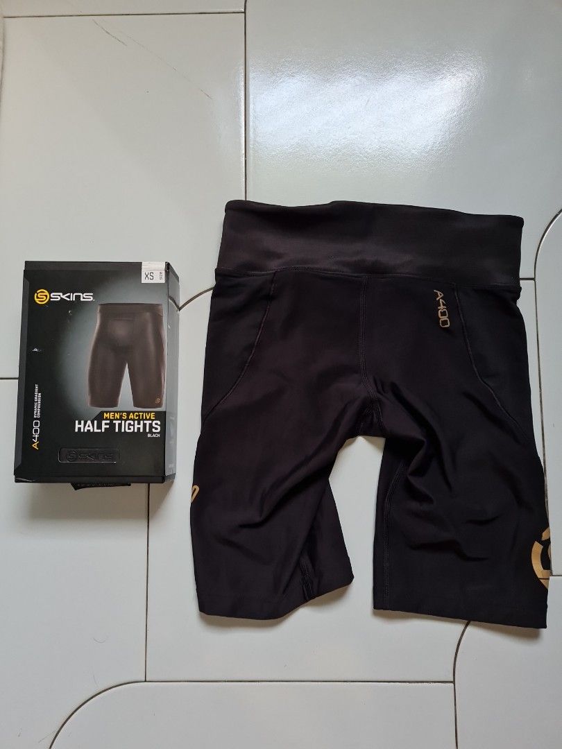 Skins Men's Active Half Tights (Black), Men's Fashion, Activewear on ...