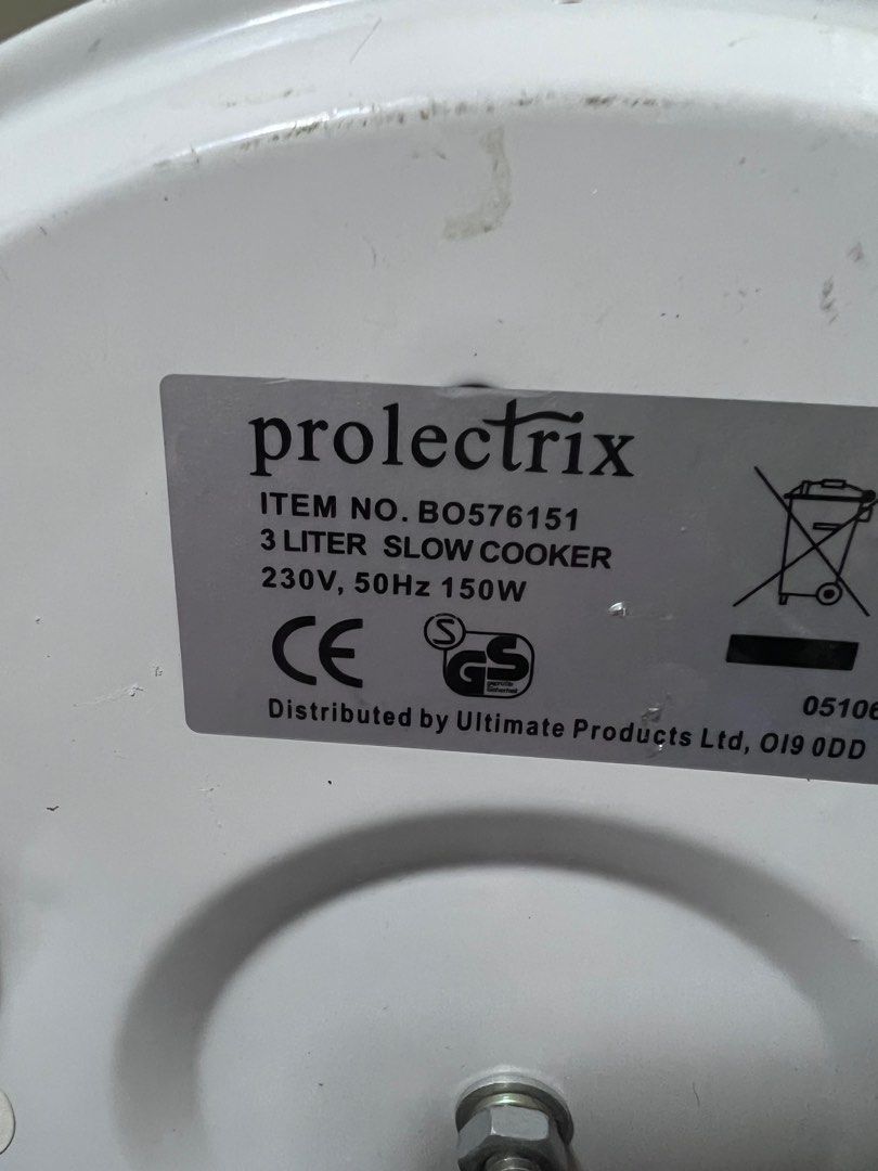 surplus prolectrix ceramic slow cooker 220v (used), Furniture & Home Living, Kitchenware ...