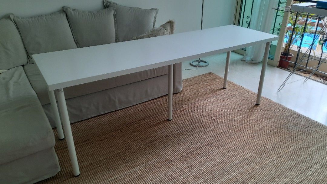 Ikea White Desk Table 2m x 60cm., Furniture & Home Living, Furniture ...