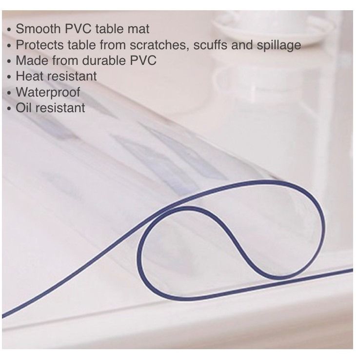 Table Mat Transparent Clear PVC Soft Crystal Glass Waterproof Desk ...