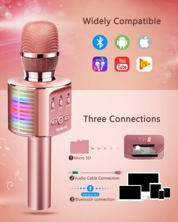 TECBOSS Microphone for Kids, Toys for 4 5 6 7 8 Year Old Girls and Boys ...