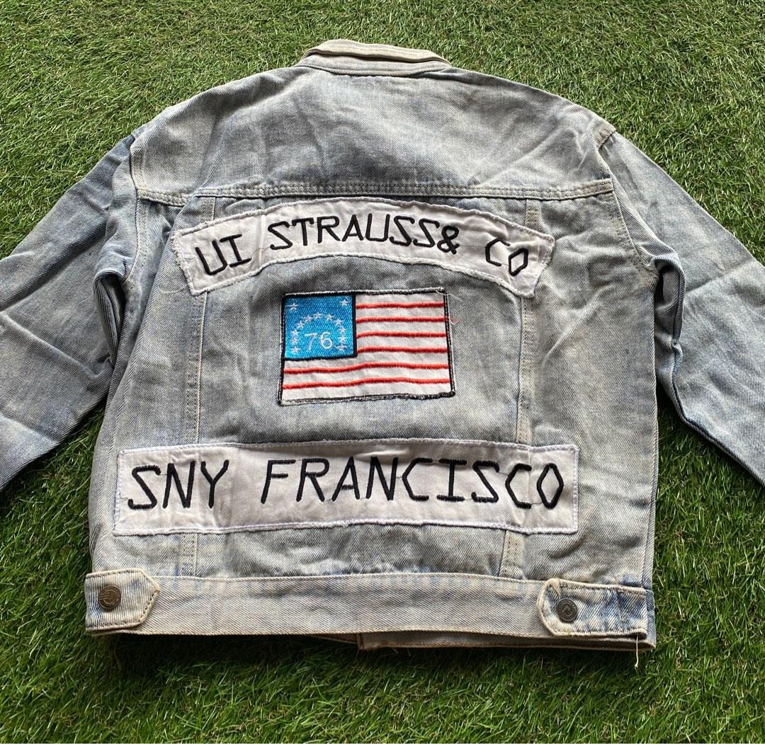 VINTAGE USA FLAG RUGGED DENIM JACKET- C 27, Men's Fashion, Coats ...