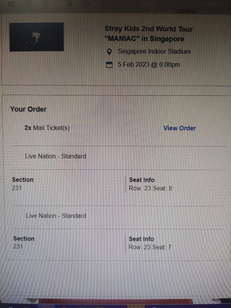 WTS 2X CAT2 SECT231 STRAY KIDS SKZ TICKETS, Tickets & Vouchers, Event ...
