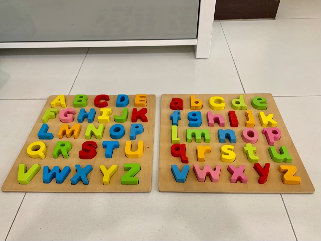 ABC alphabets wooden board puzzle toy (upper case/ lower case letters ...