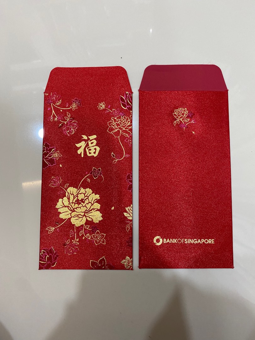 Bank of Singapore satin-like red packet, Hobbies & Toys, Stationery ...