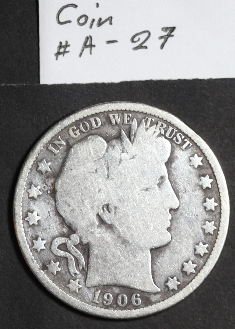Barber Half Dollar 1906 D 50 C Silver Coin, Hobbies & Toys, Memorabilia & Collectibles, Currency ...