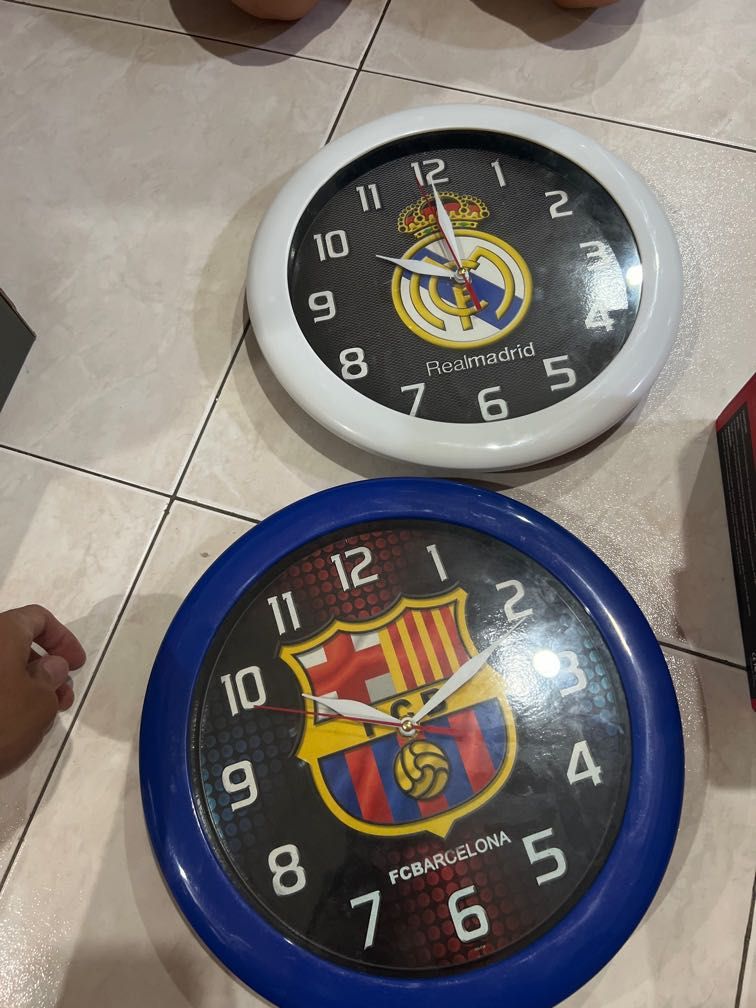 Barcelona & Real Madrid Wall Clock, Furniture & Home Living, Home Decor, Clocks on Carousell