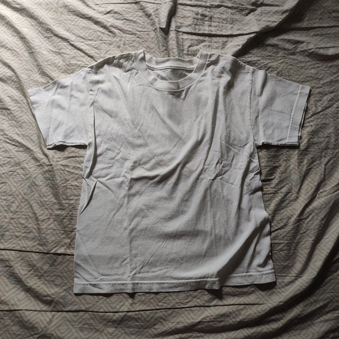 Basic Plain White Round Neck T-Shirt, thrifted preloved ukay, Women's ...