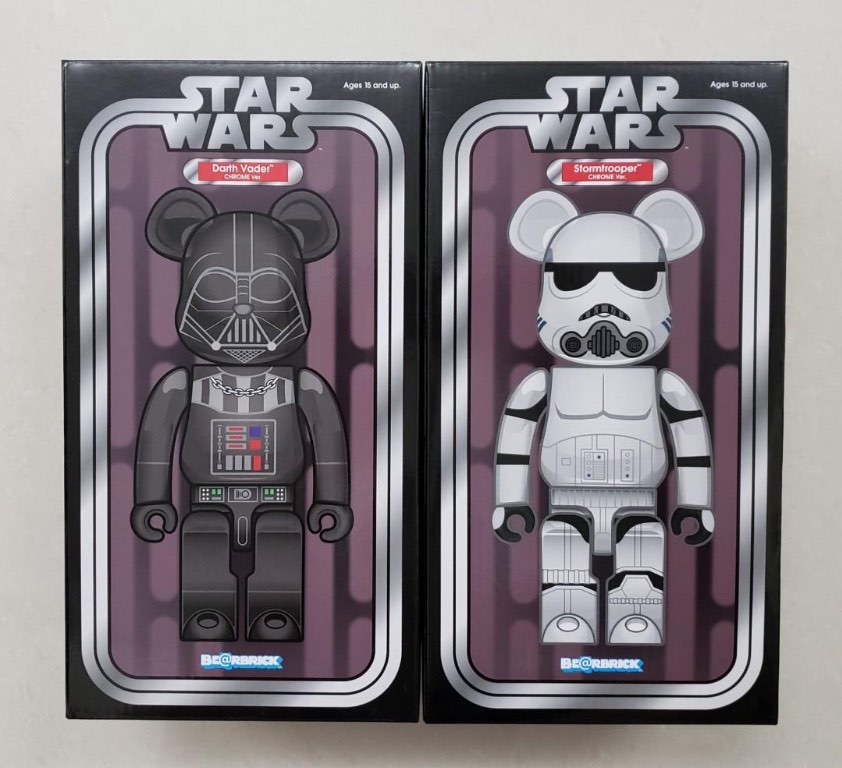 Bearbrick Star Wars Chrome Version set of two 400%, Hobbies & Toys ...