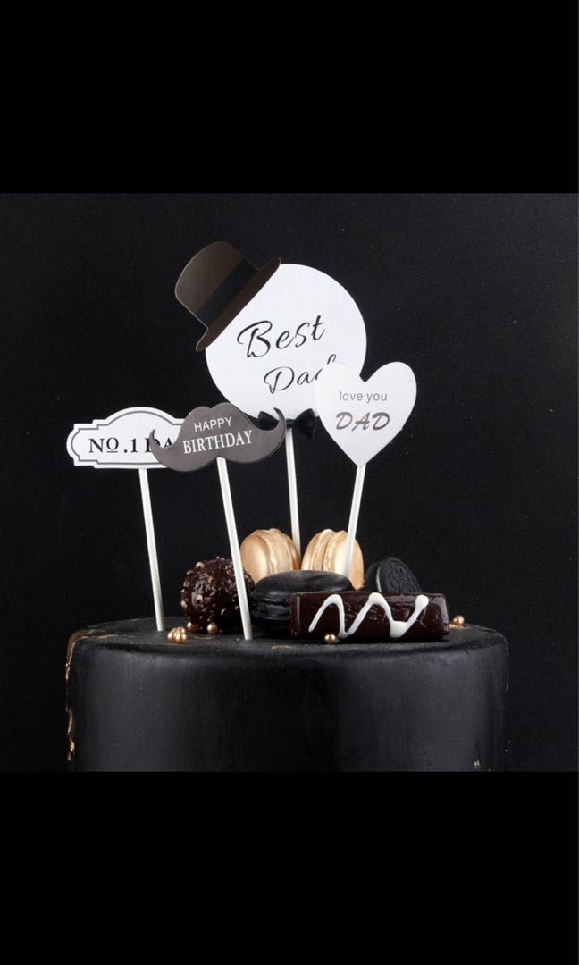 Birthday tag dad birthday cake topper earring black birthday cake ...