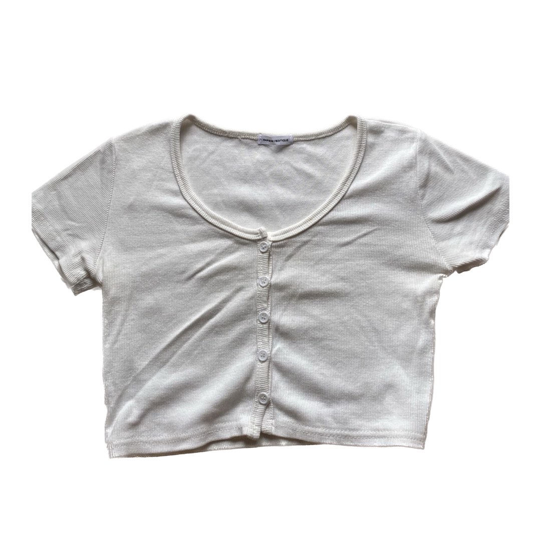 Button Crop Top, Women's Fashion, Tops, Shirts on Carousell