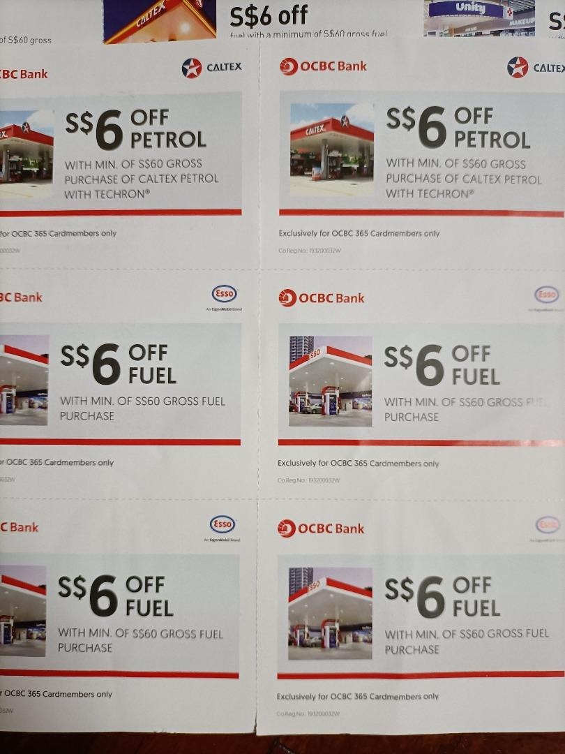 Caltex & Esso Voucher (12* Sgd 6 Off), Tickets & Vouchers, Store ...