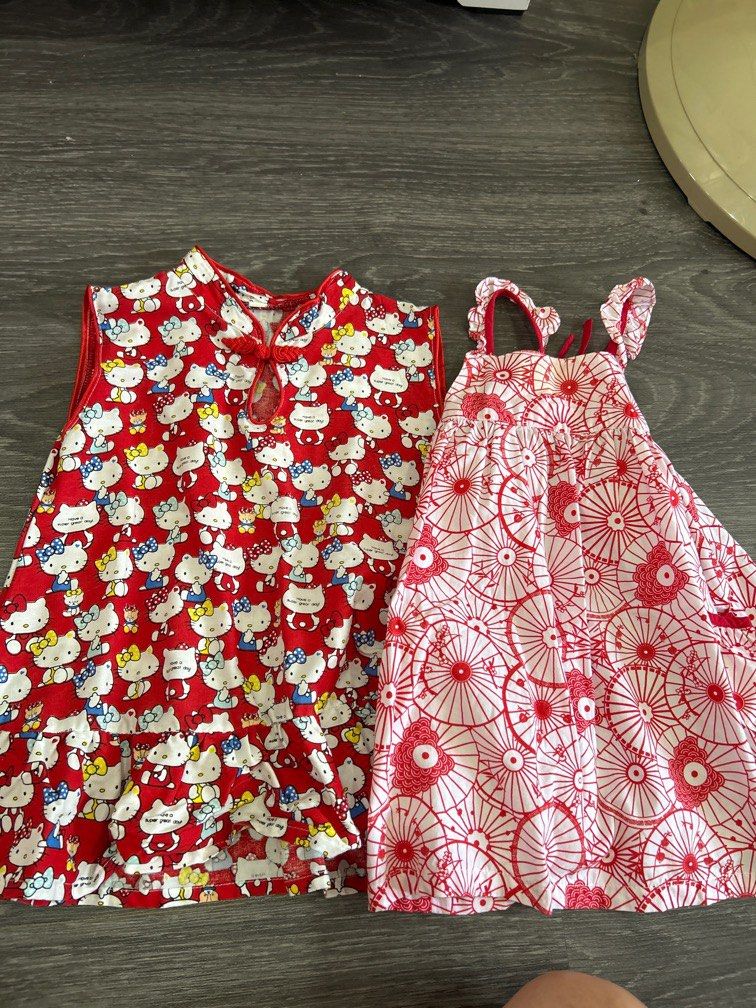 Elly & hello kitty cny cheongsum, Babies & Kids, Babies & Kids Fashion ...