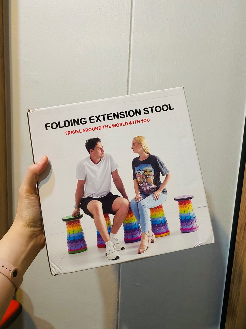 Folding extension stool (Black), Furniture & Home Living, Furniture ...